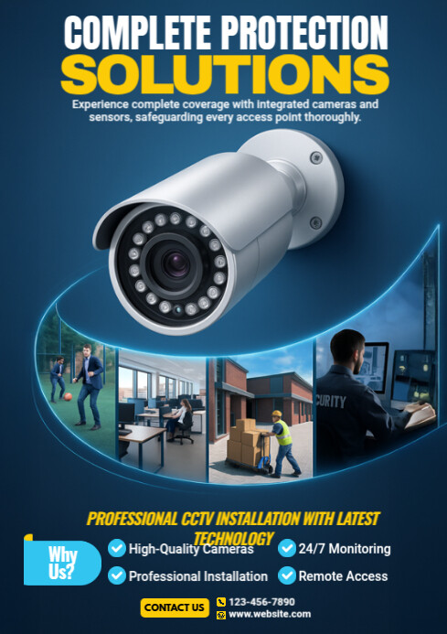 Copy of Blue Professional Cctv Solutions Ad A4 | PosterMyWall