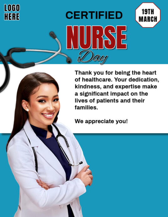 Blue Professional Certified Nurse Day Flyer (us Letter) Template ...