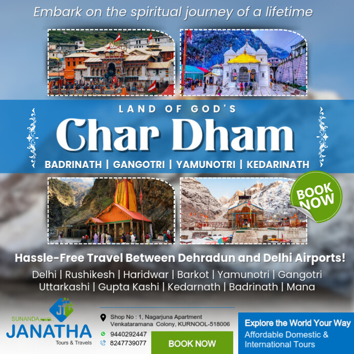Copy of Blue Professional Char Dham Instagram Post | PosterMyWall