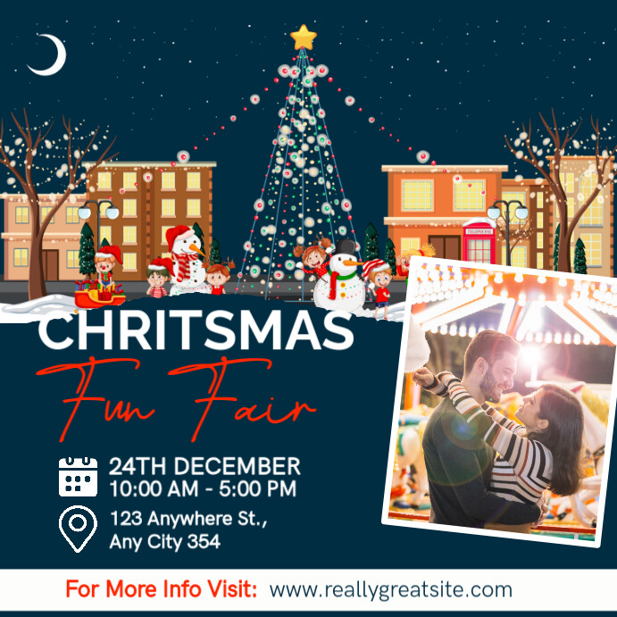 Blue Professional Christmas Fun Fair Poster Instagram Post Templat ...