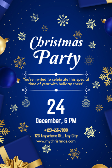 Blue Professional Christmas Party Poster Template | PosterMyWall