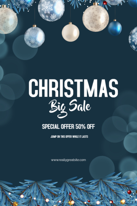Blue Professional Christmas Sale Discount Poster Template | PosterMyWall