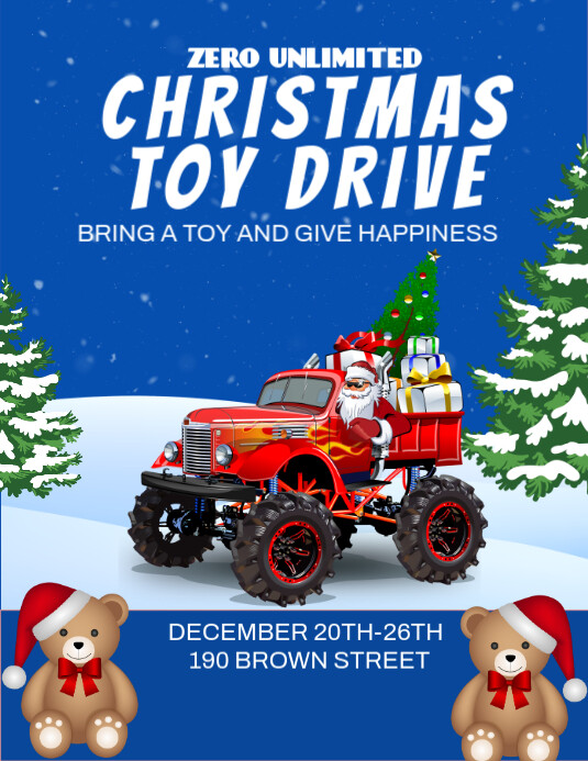 Blue Professional Christmas Toy Drive Flyer (us Letter) Template ...