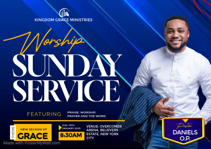 Blue Professional Church A3 Template | PosterMyWall