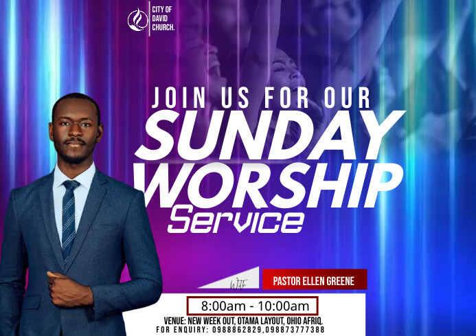 Blue Professional Church Design Flyer A4 Template | PosterMyWall