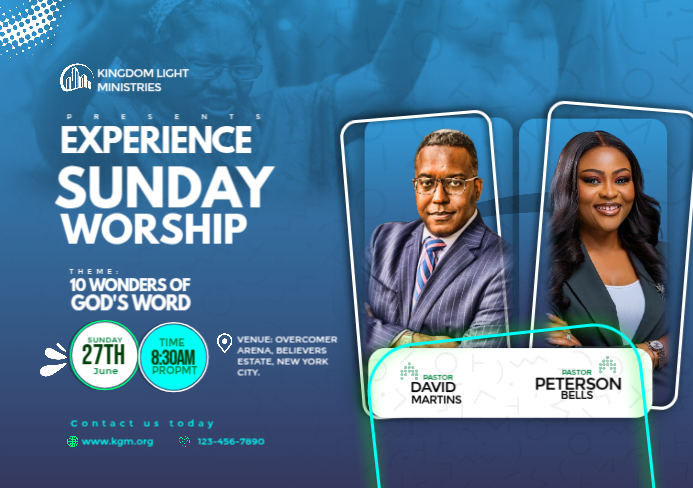Blue Professional Church Design Flyer A5 Template | PosterMyWall
