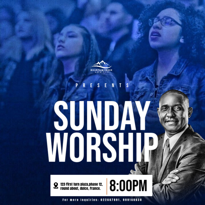 Blue Professional Church Design Flyer Instagram Post Template ...