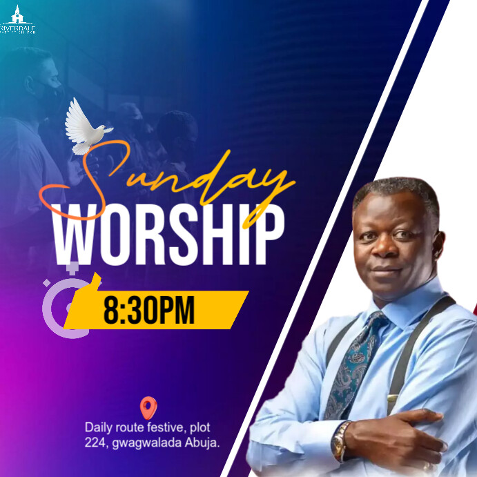 Blue Professional Church Design Flyer Square (1:1) Template | PosterMyWall