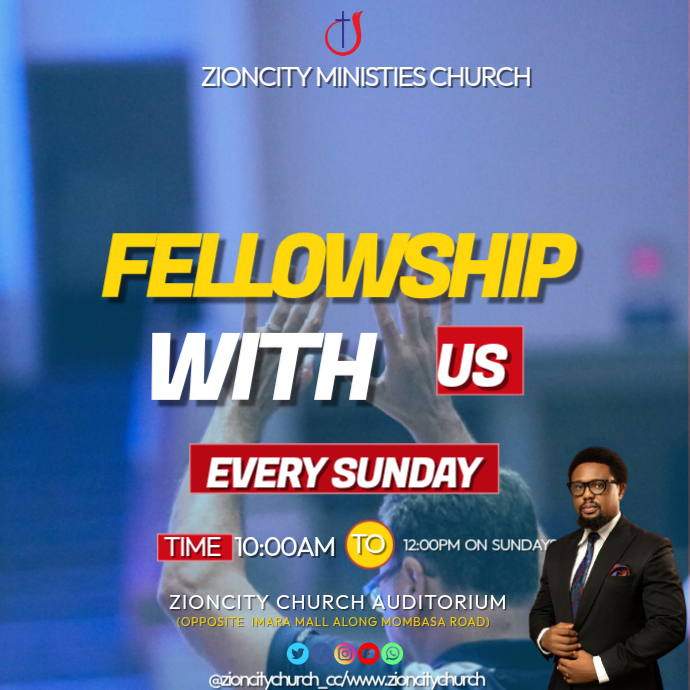 Blue Professional Church Fellowship Invitation Logo Template | PosterMyWall