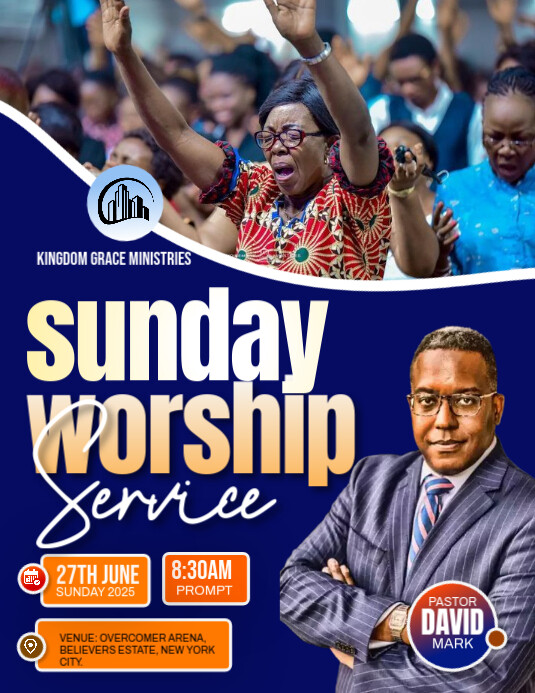Copy of Blue Professional Church Flyer (us Letter) | PosterMyWall