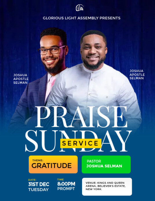 Copy of Blue Professional Church Flyer (us Letter) | PosterMyWall