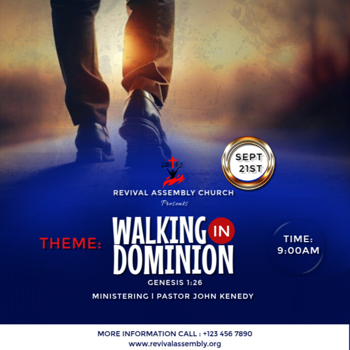 BLUE Professional Church Flyer Design Instagram Post Template ...