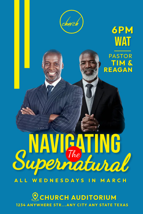 Blue Professional Church Service Flyer Poste Template | PosterMyWall