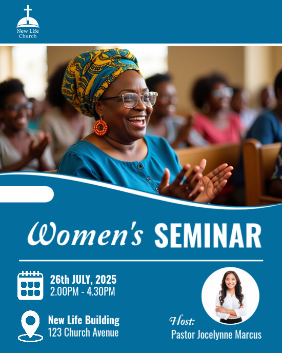 Copy of Blue Professional Church Womens Seminar Conference Event ...