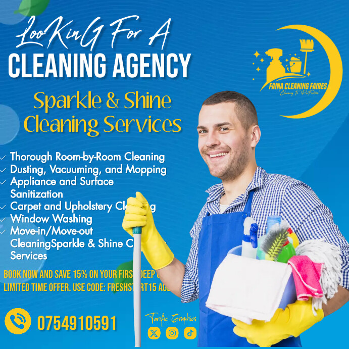 Plantilla de Blue Professional Cleaning Agency Instagram | PosterMyWall