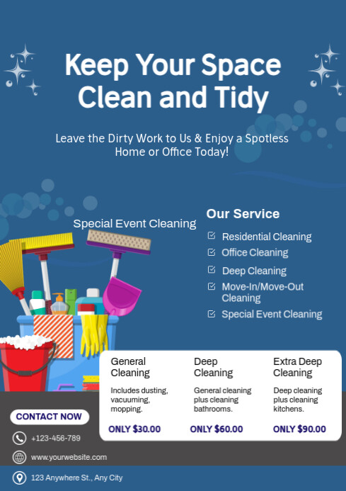 Copy of Blue Professional Cleaning Company Advertising Template Design ...