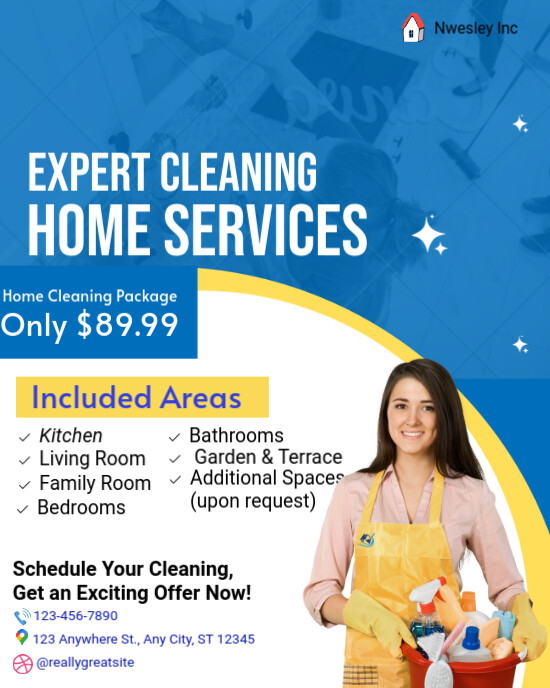 Blue Professional Cleaning Services Instagram Portrait Templat ...