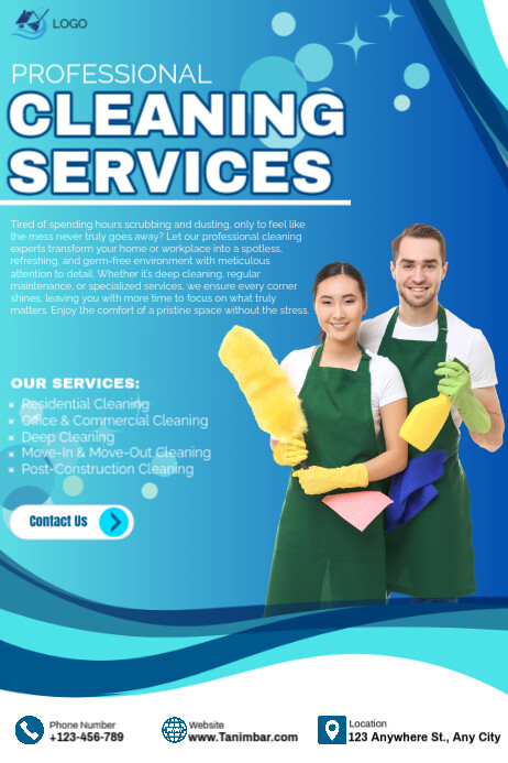Blue Professional Cleaning Services Poster Template | PosterMyWall