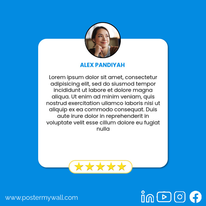 Blue Professional Client Review Instagram Post Template | PosterMyWall