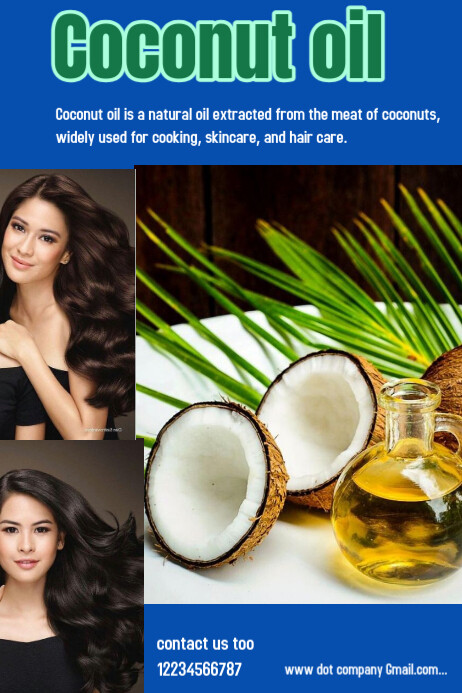 Blue Professional Coconut Oil Card Poster Template | PosterMyWall
