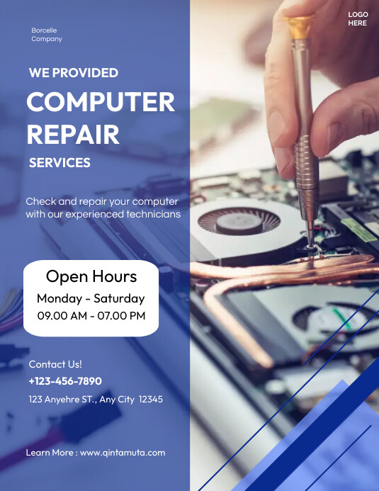 Copy of Blue Professional Computer Repair Flyer (us L | PosterMyWall