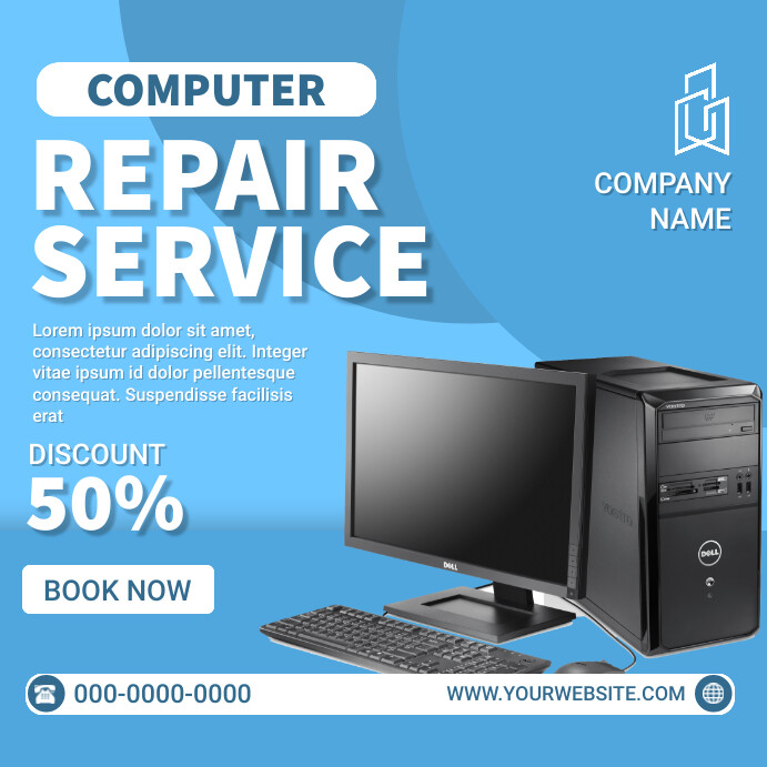 Copy of Blue Professional Computer Repair Service Ins | PosterMyWall
