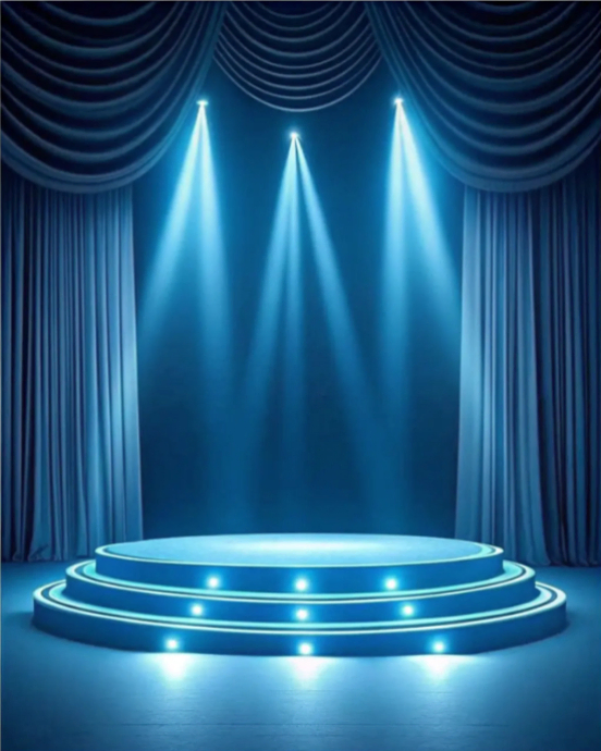 Blue Professional Curtain Spotlight Stage Instagram Portrait Template | PosterMyWall
