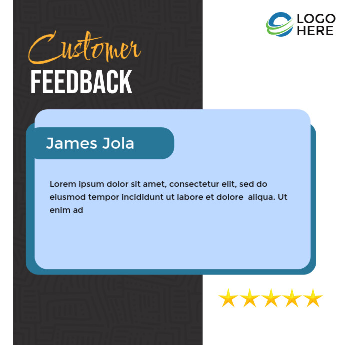 Blue Professional Customer Feedback Template Instagram Post | PosterMyWall