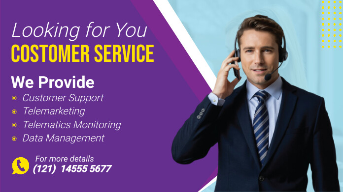 Blue Professional Customer Support Agent Tem Template | PosterMyWall