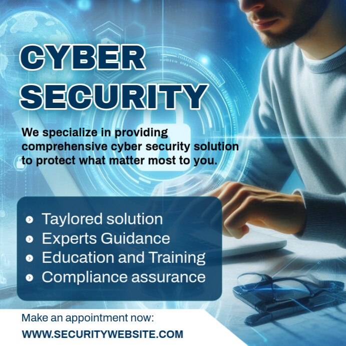 Blue Professional Cyber Security Service Promotion Template Instagram ...