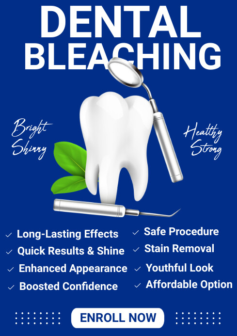 Blue Professional Dental Bleaching A4 Template | PosterMyWall