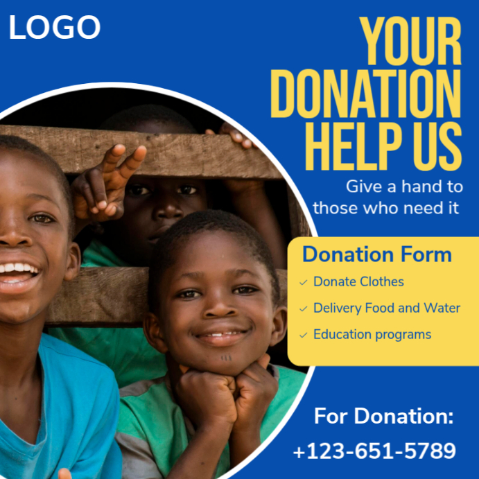 Plantilla de Blue Professional Donation Instagram Post | PosterMyWall