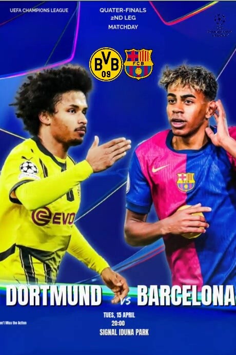 Blue Professional Dortmund Vs Barcelona Ucl Posters Poster Templat ...