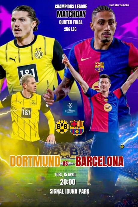 Plantilla de Blue Professional Dortmund Vs Barcelona Ucl Quater-finals ...