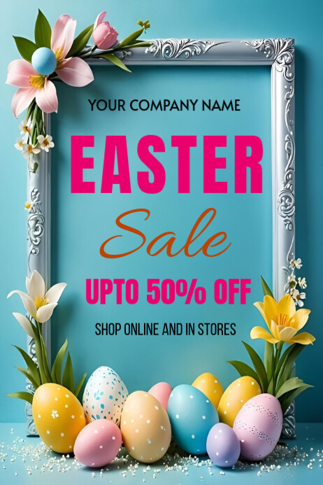 Blue Professional Easter Day Sale Poster Template | PosterMyWall