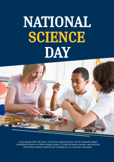 Blue Professional Editable National Science Day Poster Template For School Events A2 | PosterMyWall