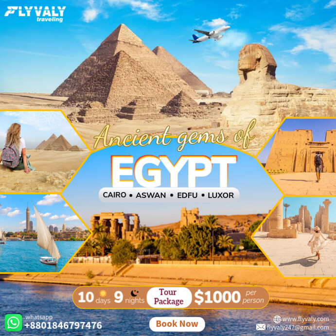 Copy of Blue Professional Egypt Tour Package Ads Design Template ...