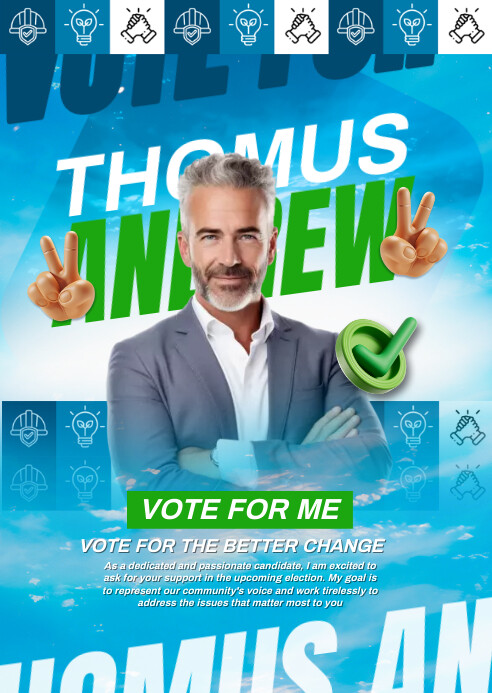 Blue Professional Election Campaign A6 Template | PosterMyWall