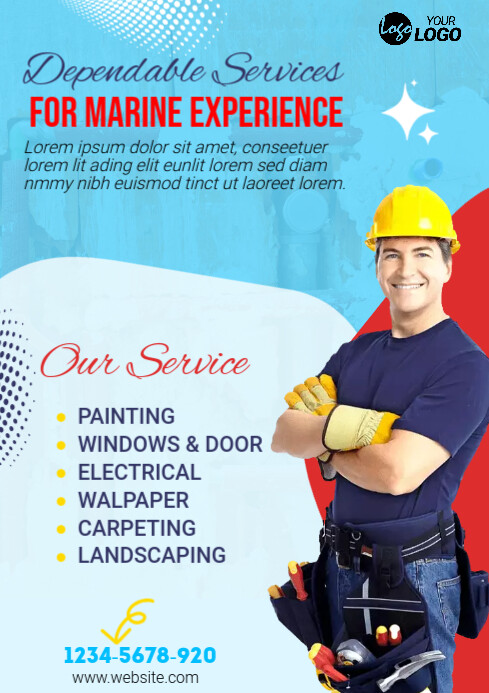 Blue Professional Electrical Repairing Service Flyer A4 Template ...