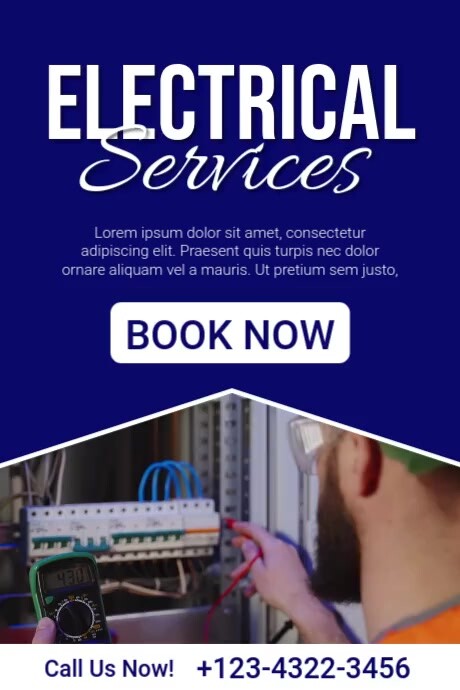 Blue Professional Electrical Service Poster Template | PosterMyWall