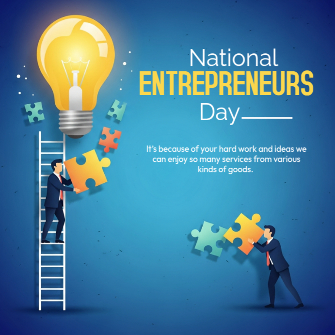 Blue Professional Entrepreneurs Day Instagram Post Template | PosterMyWall