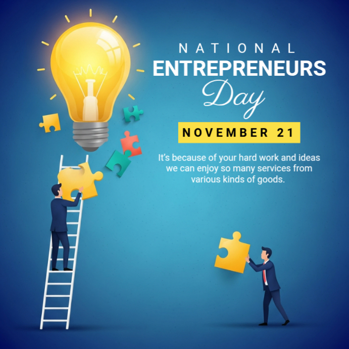 Blue Professional Entrepreneurs Day Template Instagram Post | PosterMyWall