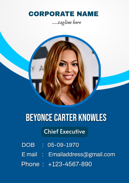 Blue Professional Executive Business Id Card A4 Template | PosterMyWall