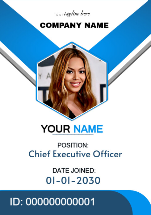Blue Professional Executive Business Id Card A4 Template | PosterMyWall