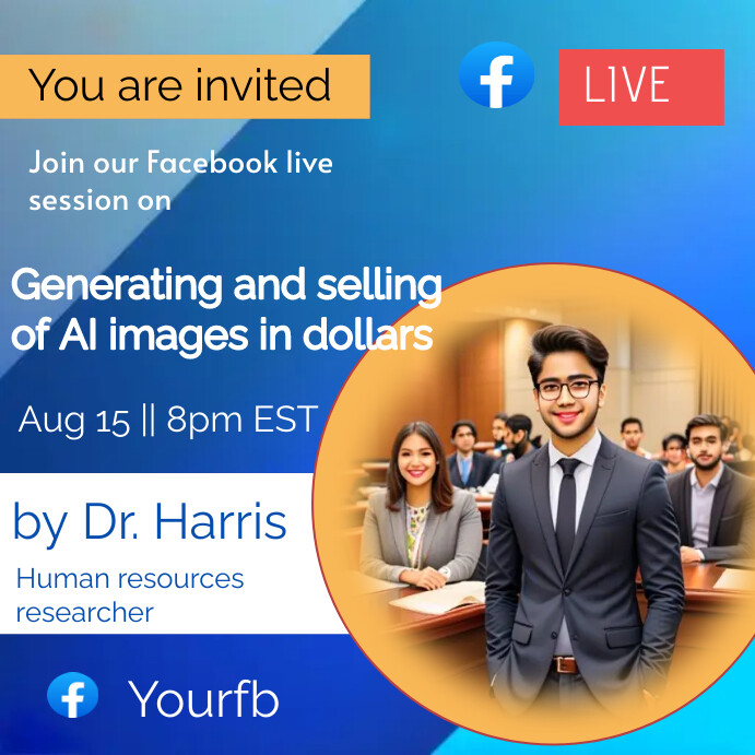 Blue Professional Facebook Live Session poste Template | PosterMyWall