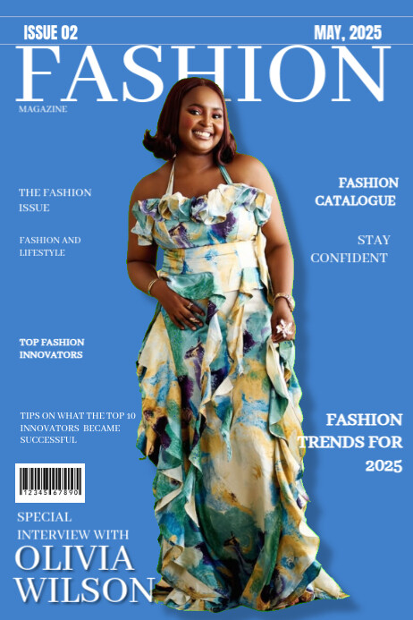 Blue Professional Fashion Magazine Model Poster Template | PosterMyWall