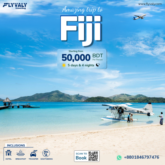 Blue Professional Fiji Visa Tour Package Poster Template Instagram Post ...