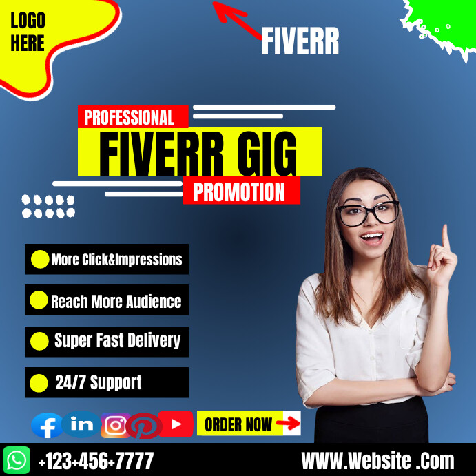 Blue Professional Fiverr Instagram Post Template | PosterMyWall