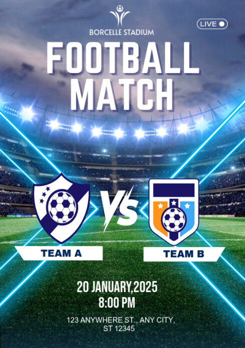 Blue Professional Football A2 Template | PosterMyWall