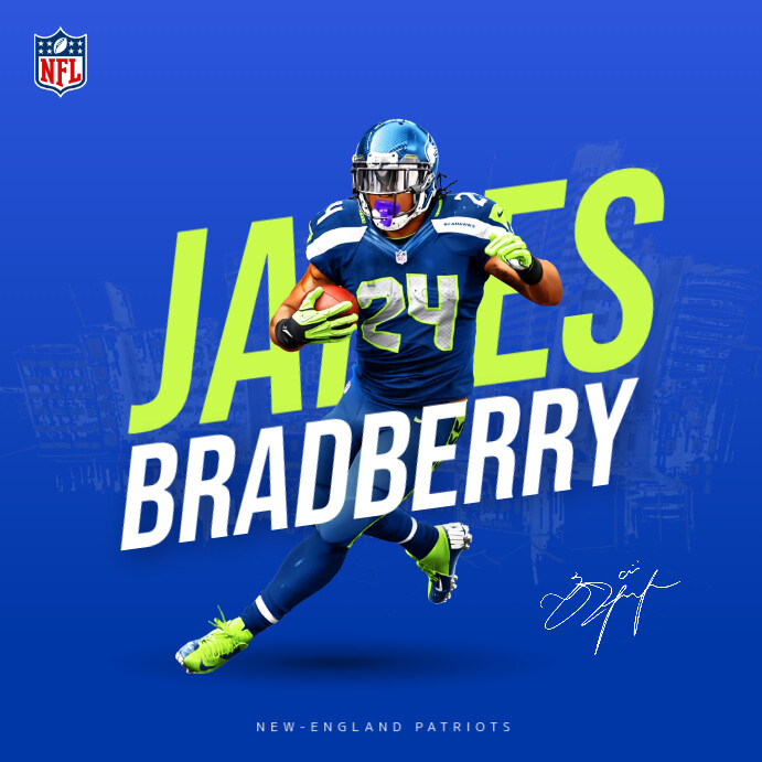 Blue Professional Football Gameday Instagram Post Template | PosterMyWall